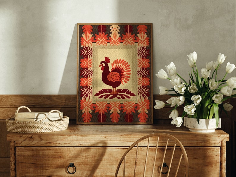 Thanksgiving Art Gallery Wall Set of 3 Prints Eclectic Textile Wall Art ...