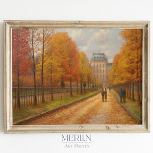 French Countryside Chateau Fall Painting, Autumn Fine Art (digital ...