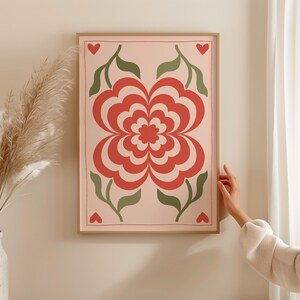 Red Green Art Prints Set of 3, Funky Retro Modern Posters, Aesthetic ...