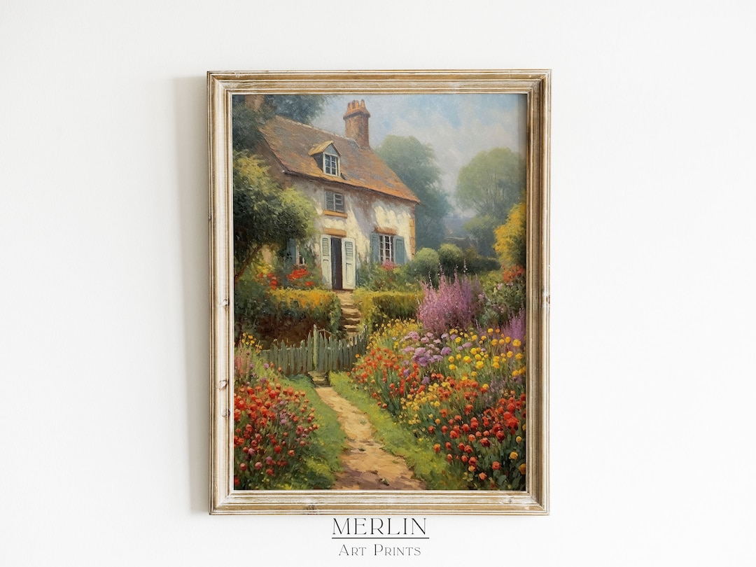 French Cottage Painting Print | PRINTABLE Impressionist Art Vintage ...