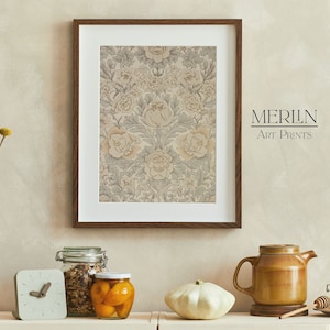 Vintage William Morris Neutral Textile Wall Art Antique Tapestry Art ...