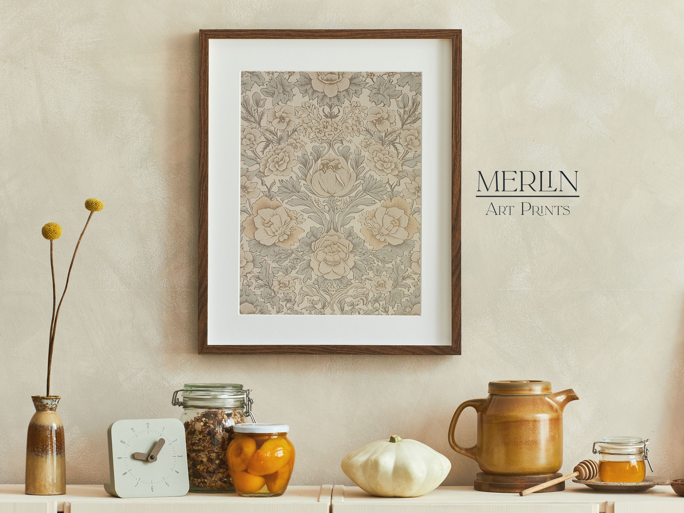 Vintage William Morris Neutral Textile Wall Art Antique Tapestry Art ...