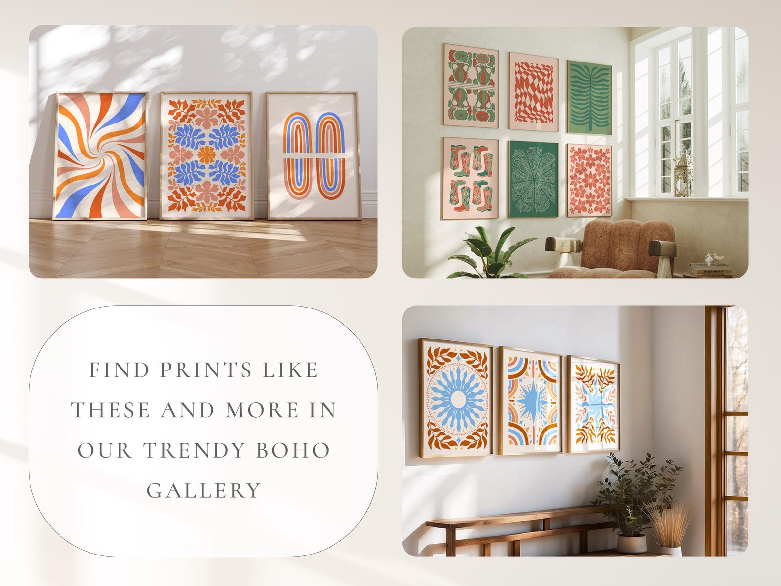 Red Green Art Prints Set of 3, Funky Retro Modern Posters, Aesthetic ...