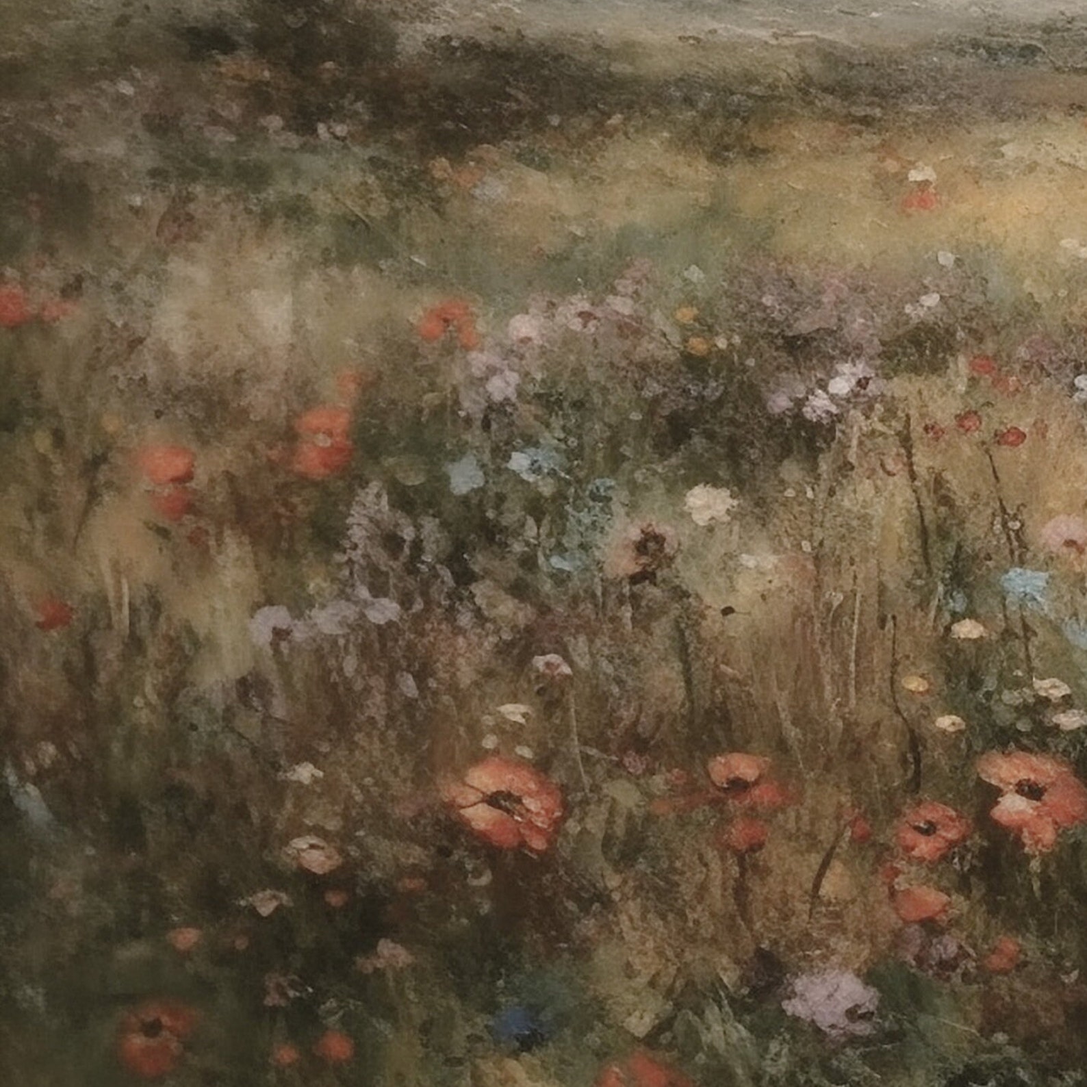 Muted Wildflower Field Impressionist Oil Painting Wall Art PRINTABLE ...