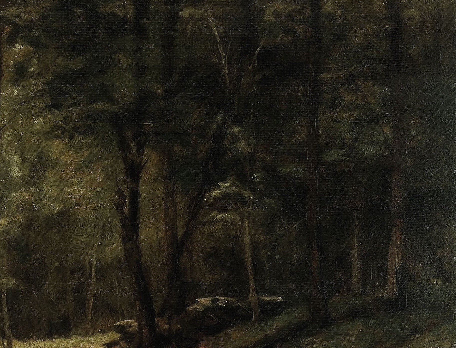 Dark Green Landscape Painting Impressionist Forest Print - Etsy