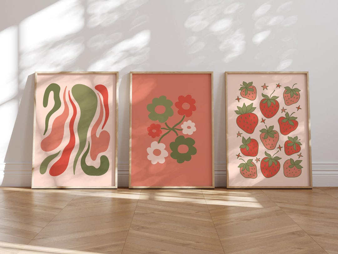 Colorful Boho Prints Set of 3, Funky Retro Modern Posters, Aesthetic ...