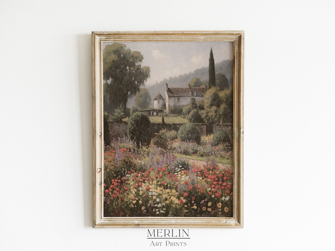 Muted French Garden Painting PRINTABLE Impressionist Art French Country ...