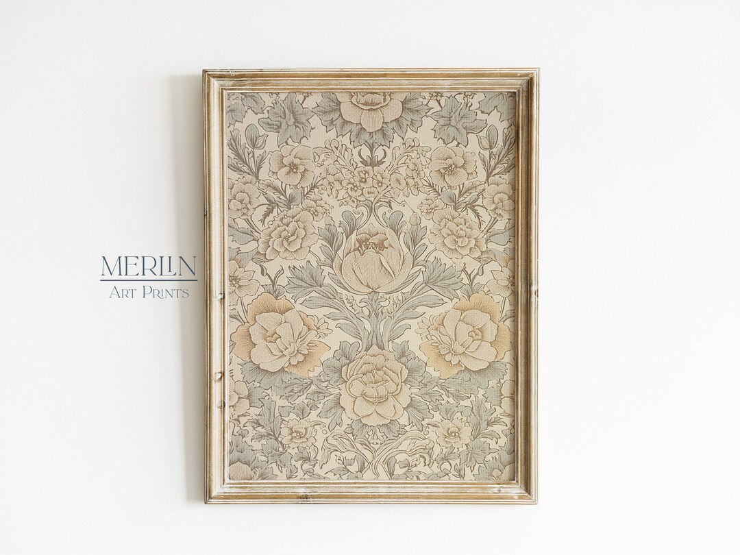 Vintage William Morris Neutral Textile Wall Art Antique Tapestry Art ...