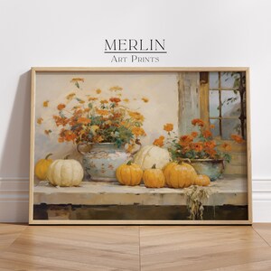Autumn Cottage Still Life Painting, French Country Decor, Printable ...