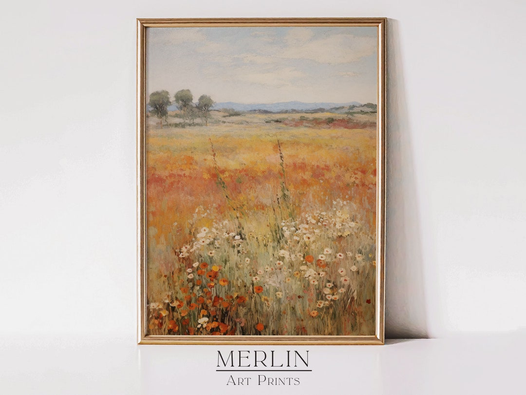 Vintage Autumn Wildflower Field Art Print, Farmhouse Fall Decor ...