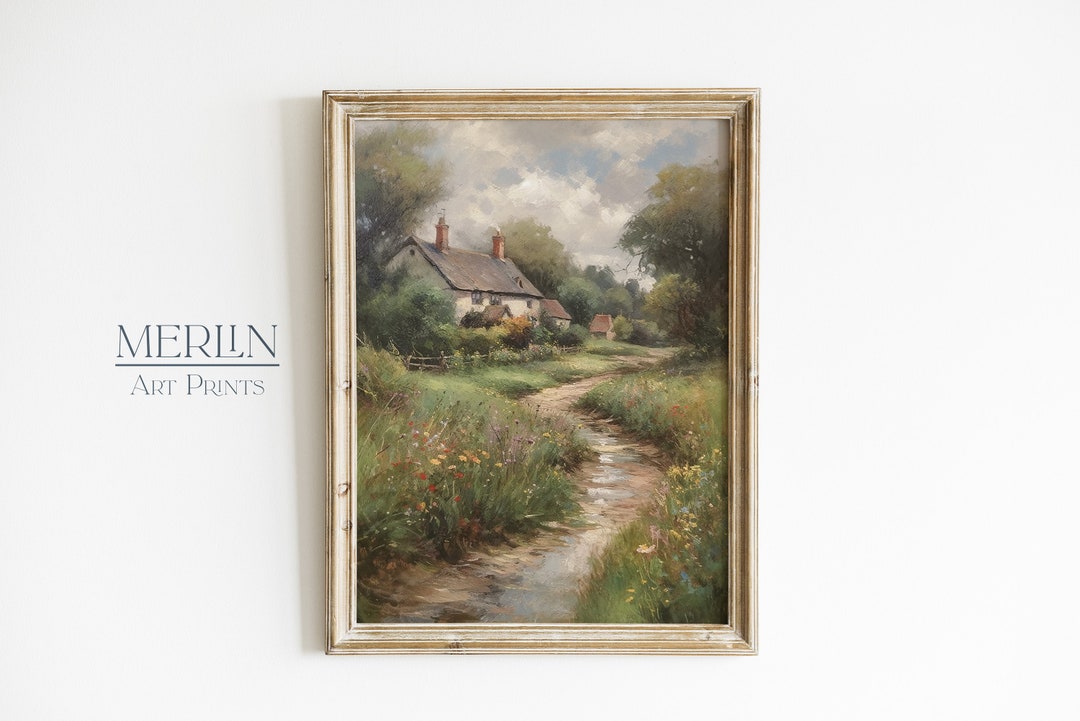 Vintage English Countryside Art Print, Printable Landscape Painting ...