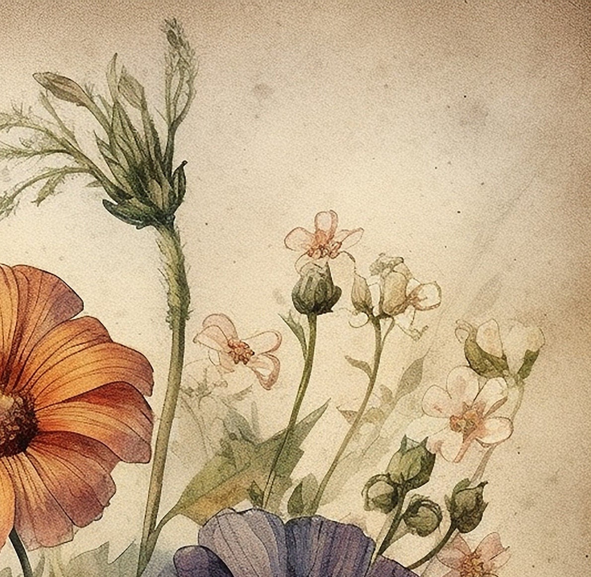Vintage Flower Art Print Printable Antique Wildflower Print - Etsy