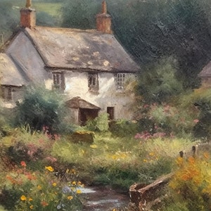 Vintage English Countryside Art Print, Printable Landscape Painting ...