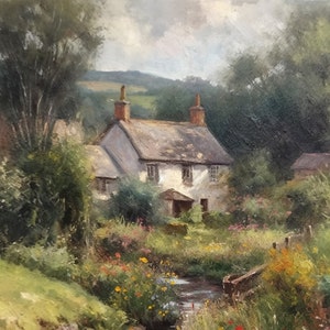 Vintage English Countryside Art Print, Printable Landscape Painting ...