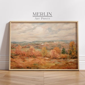 Rustic Autumn Landscape Oil Painting Print, French Country Decor ...