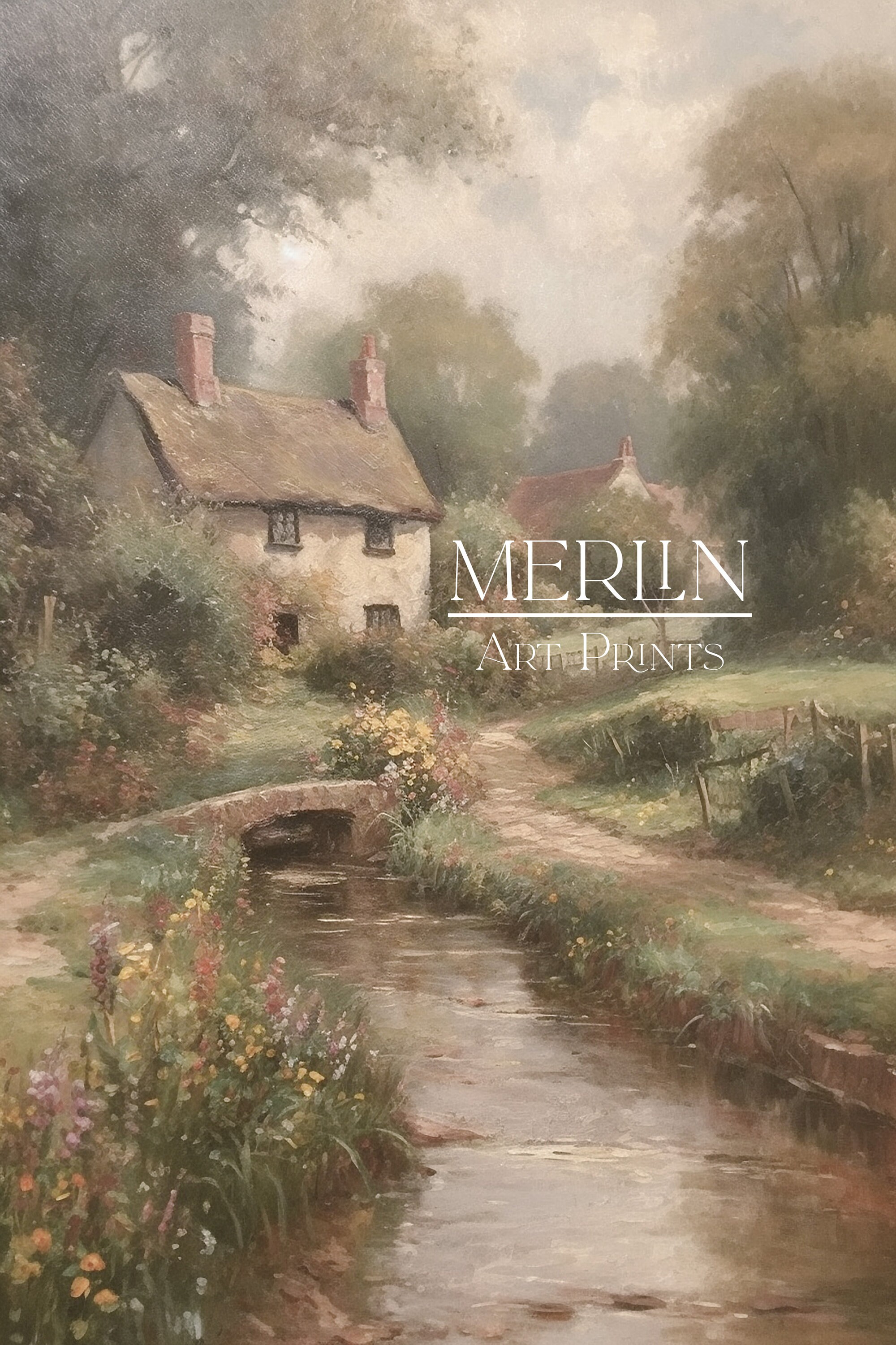 Vintage English Countryside Art Print, Printable Landscape Painting ...