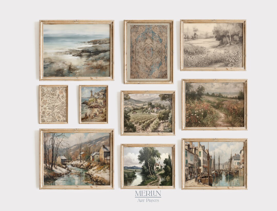 Vintage French Country Art Prints – Rustic Gallery Wall Set (digital ...