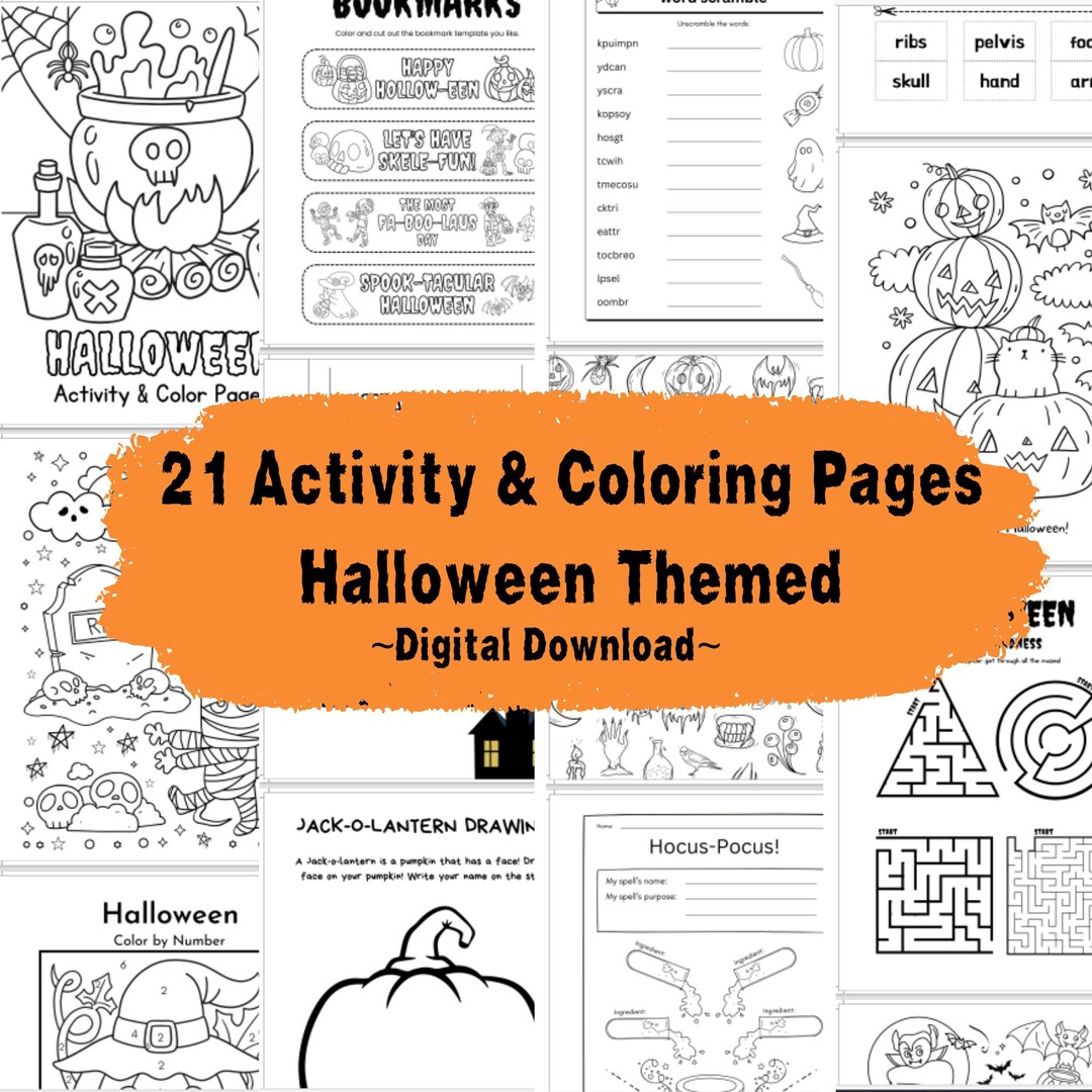 Halloween Theme Activity & Color Pages for Toddlers - Kids| Digital ...