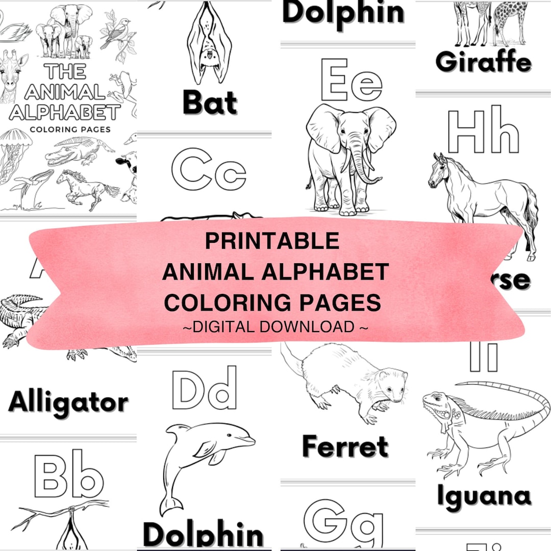 Animal Alphabet Coloring Pages for Toddlers & Kids | Digital Download ...