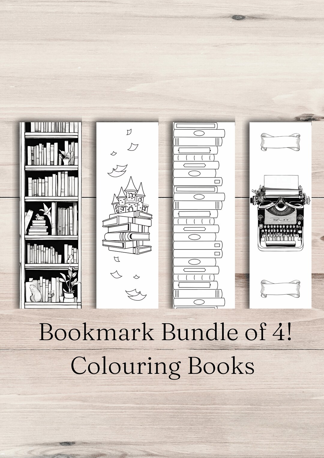 Set of 4 Printable Bookmarks Colouring Books Digital Download Digital ...