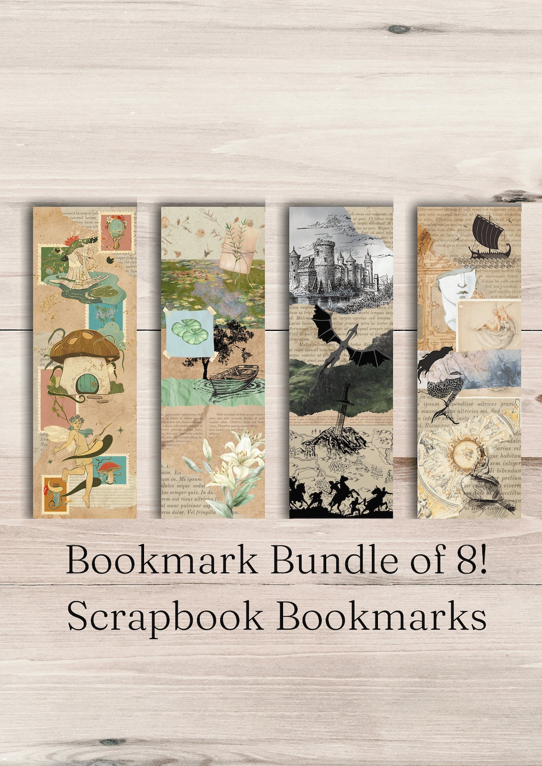 Set of 8 Printable Bookmarks | Cottagecore | Scrapbook Style ...