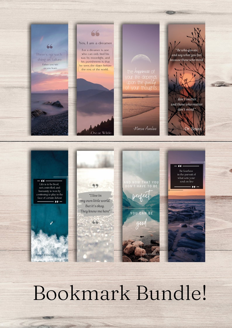 Printable Bookmarks Set of 8 Inspirational Quotes Digital Download ...