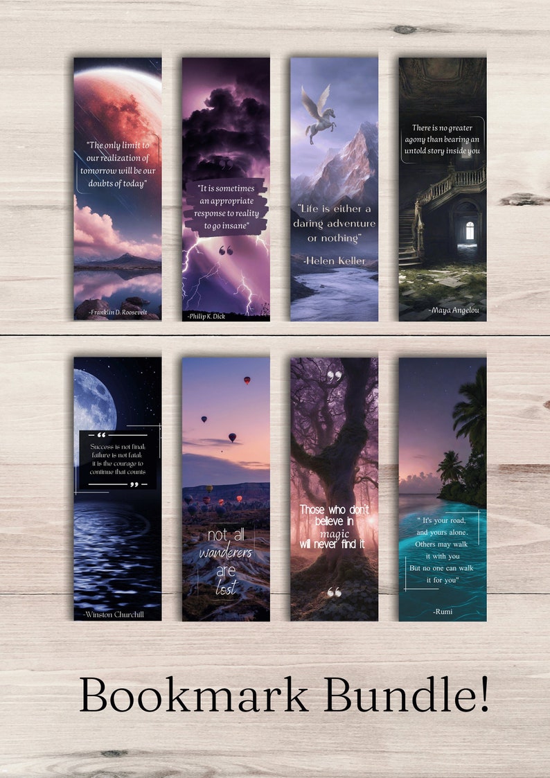 Printable Bookmarks | Set of 8 Motivational Quotes | Digital Download ...
