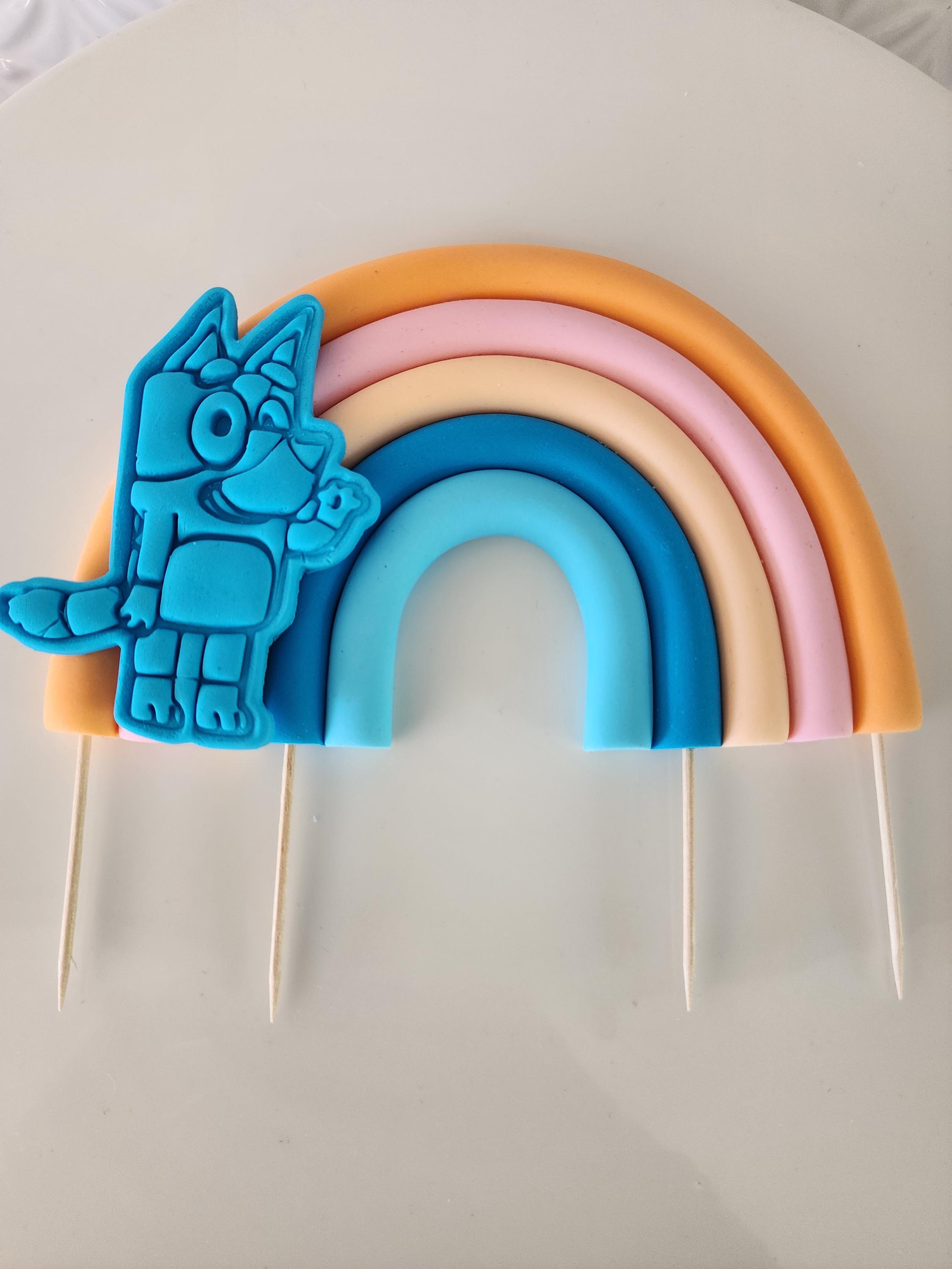 Bluey Rainbow Fondant Cake Topper Set - Etsy Australia