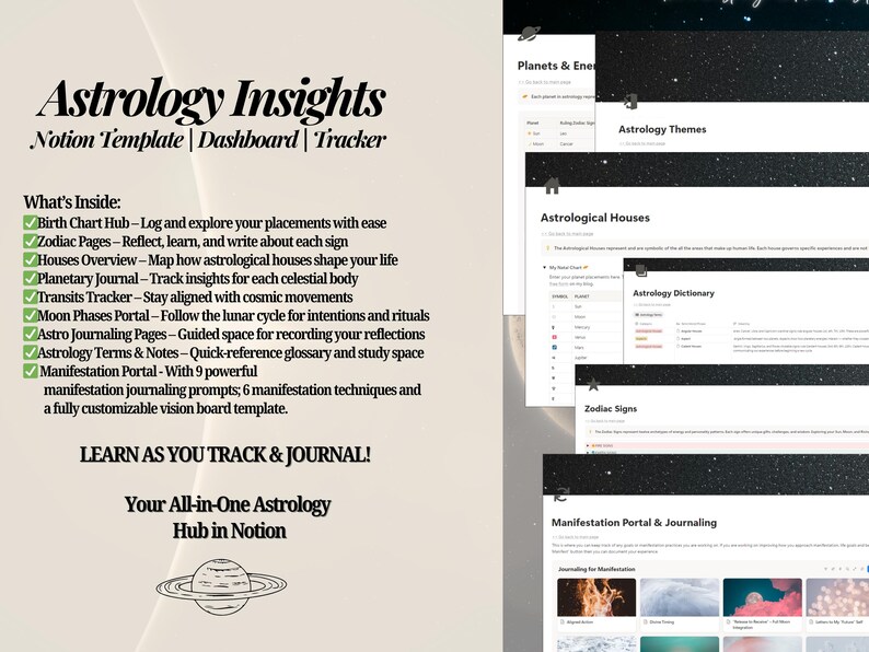 Notion Astrology Minimalist Template | Astro Transits Chart Tracker ...