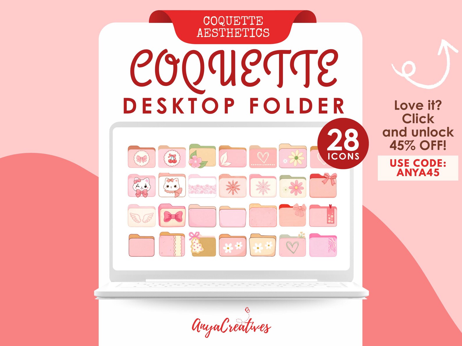 Desktop Folder Icons - Coquette Aesthetic Computer Desktop Icons - PC ...