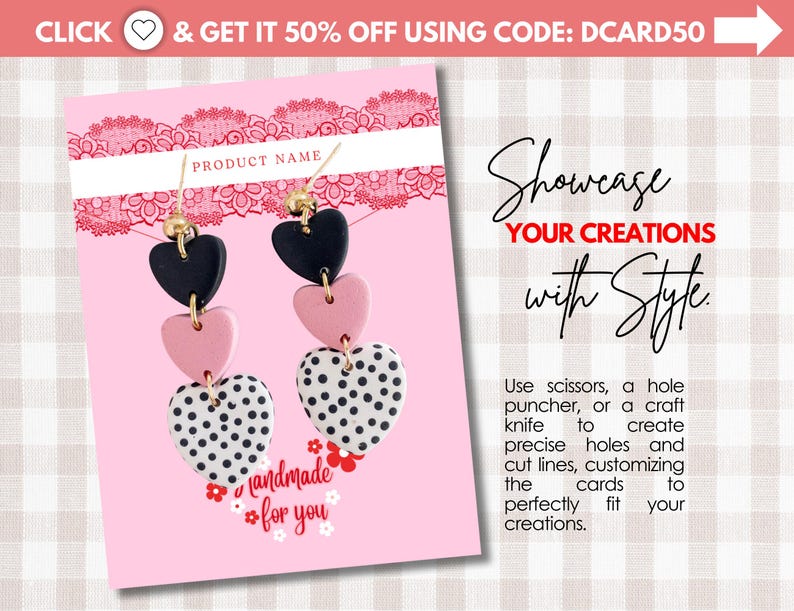 Pink Retro Jewelry Display Card Template - Coquette Aesthetics Product ...