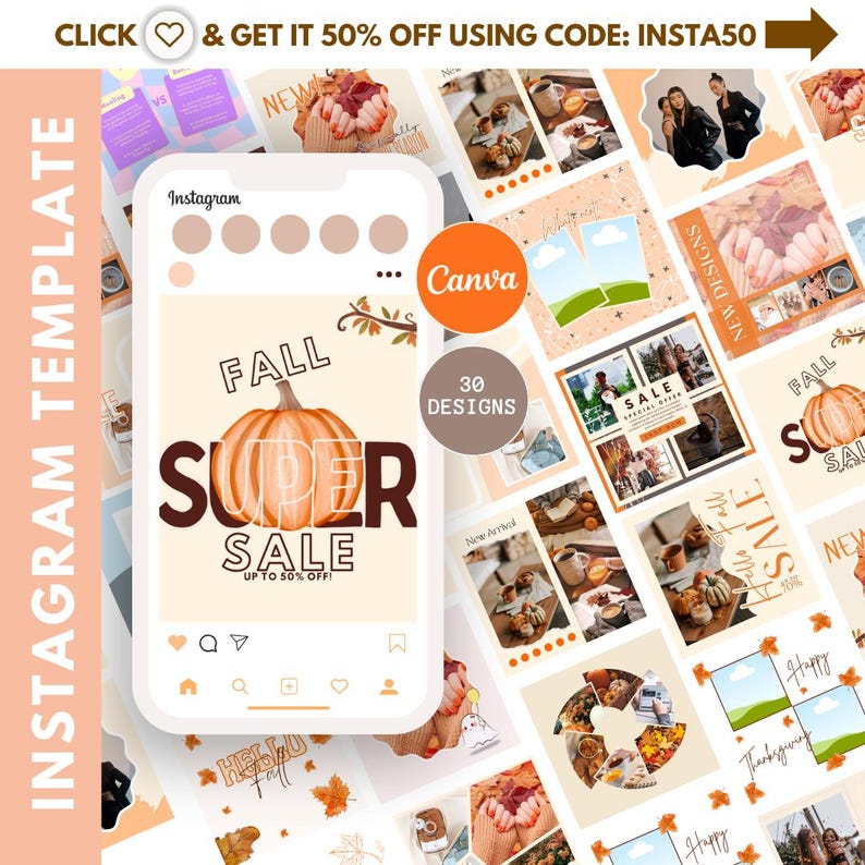 Fall Instagram Post Templates: Autumn & Halloween Canva Bundle - Etsy