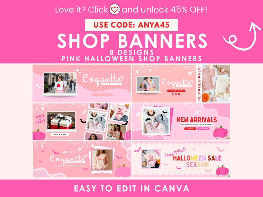 Coquette Red & Pink Bow Website Banners | Editable Canva Templates for ...