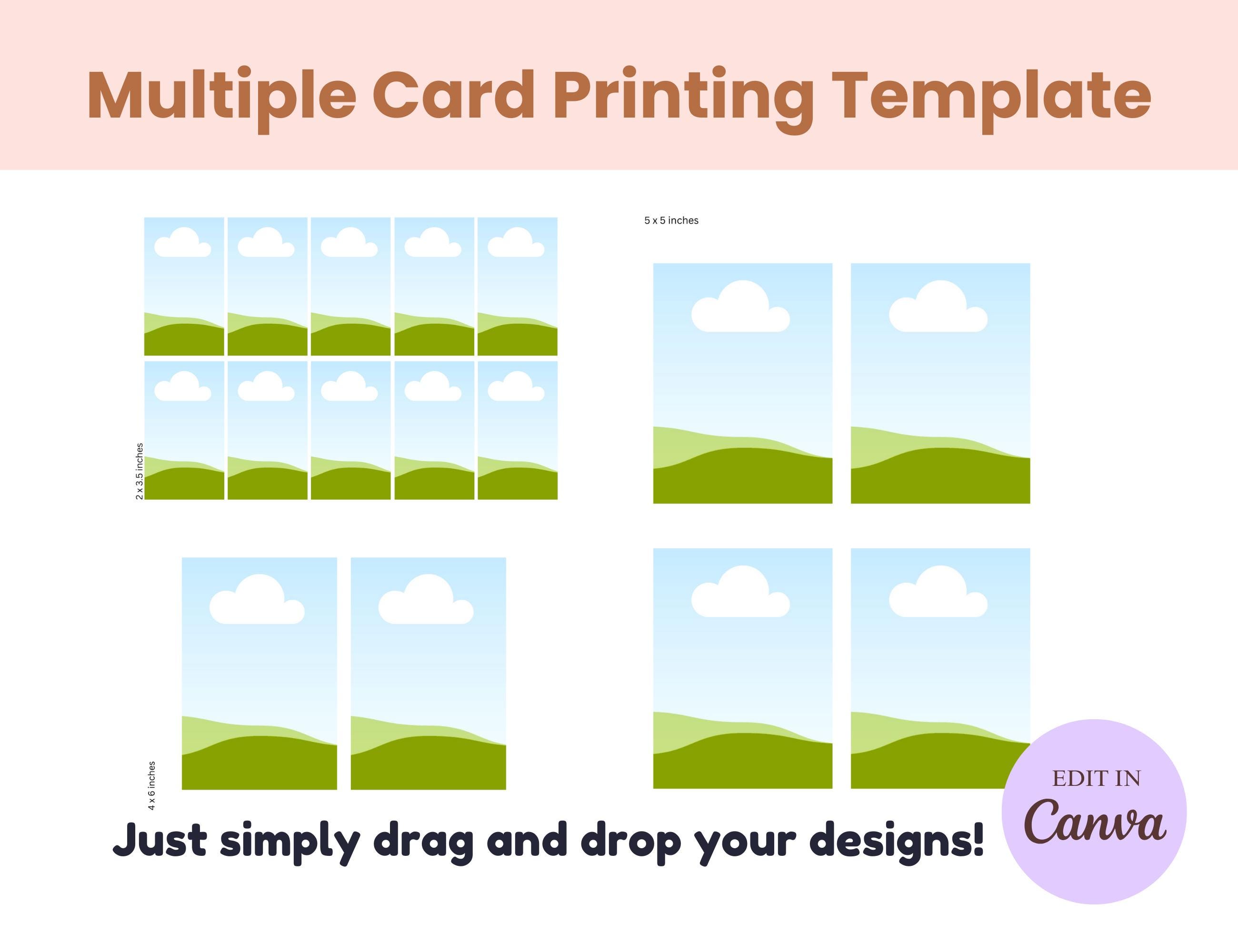 Canva Drag and Drop Multiple Card Templates, Editable Blank Templates ...