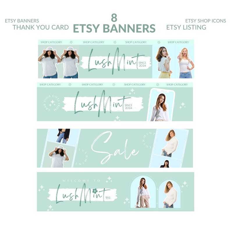 Etsy Shop Banner Templates, Mint Green Minimalist Etsy Branding Kit ...