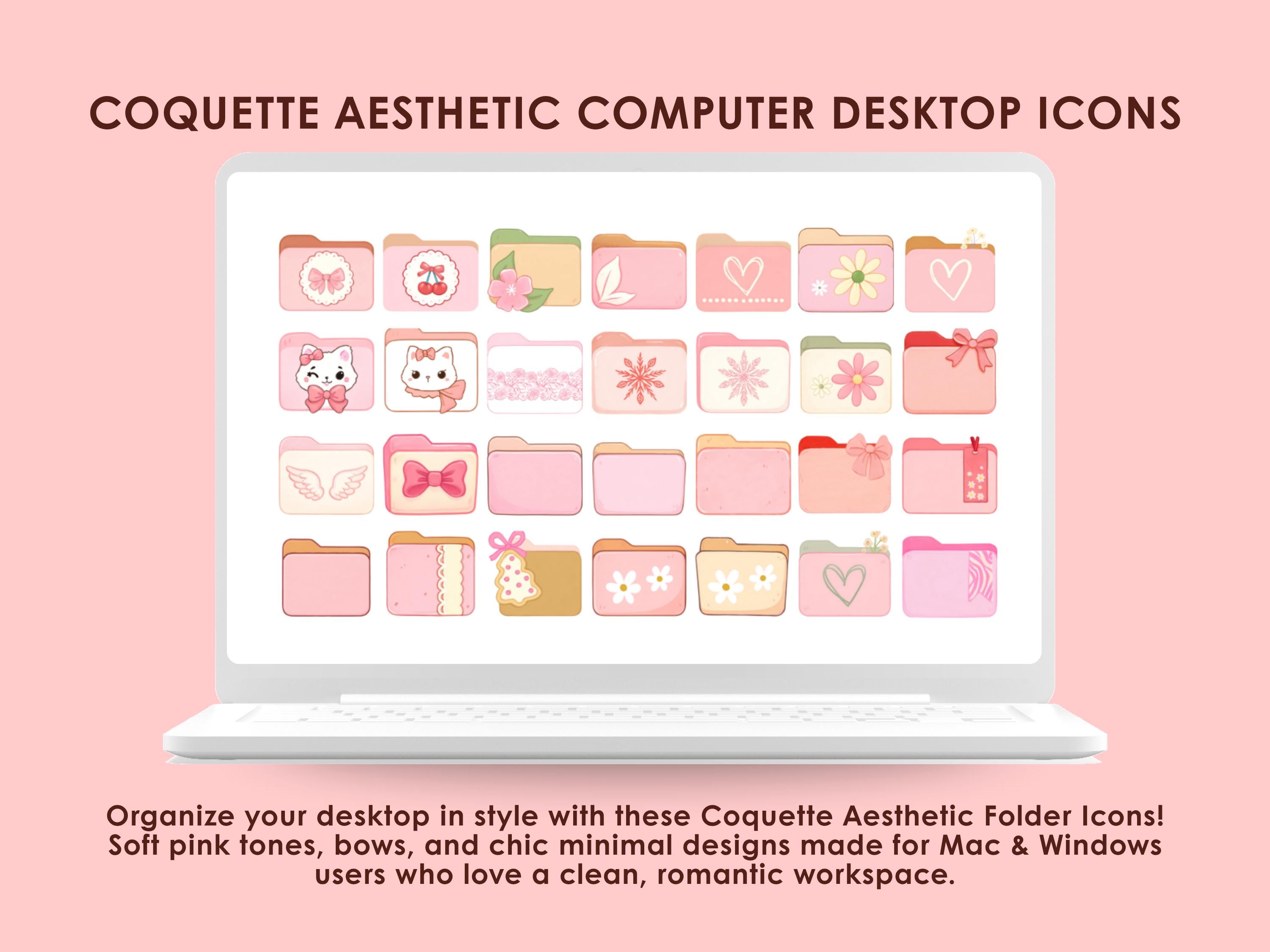 Desktop Folder Icons - Coquette Aesthetic Computer Desktop Icons - PC ...