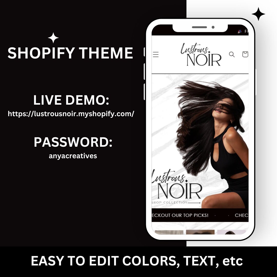 Lustrous Noir Shopify Theme - Website Design Template -black and White Aesthetic Shopify Website ...