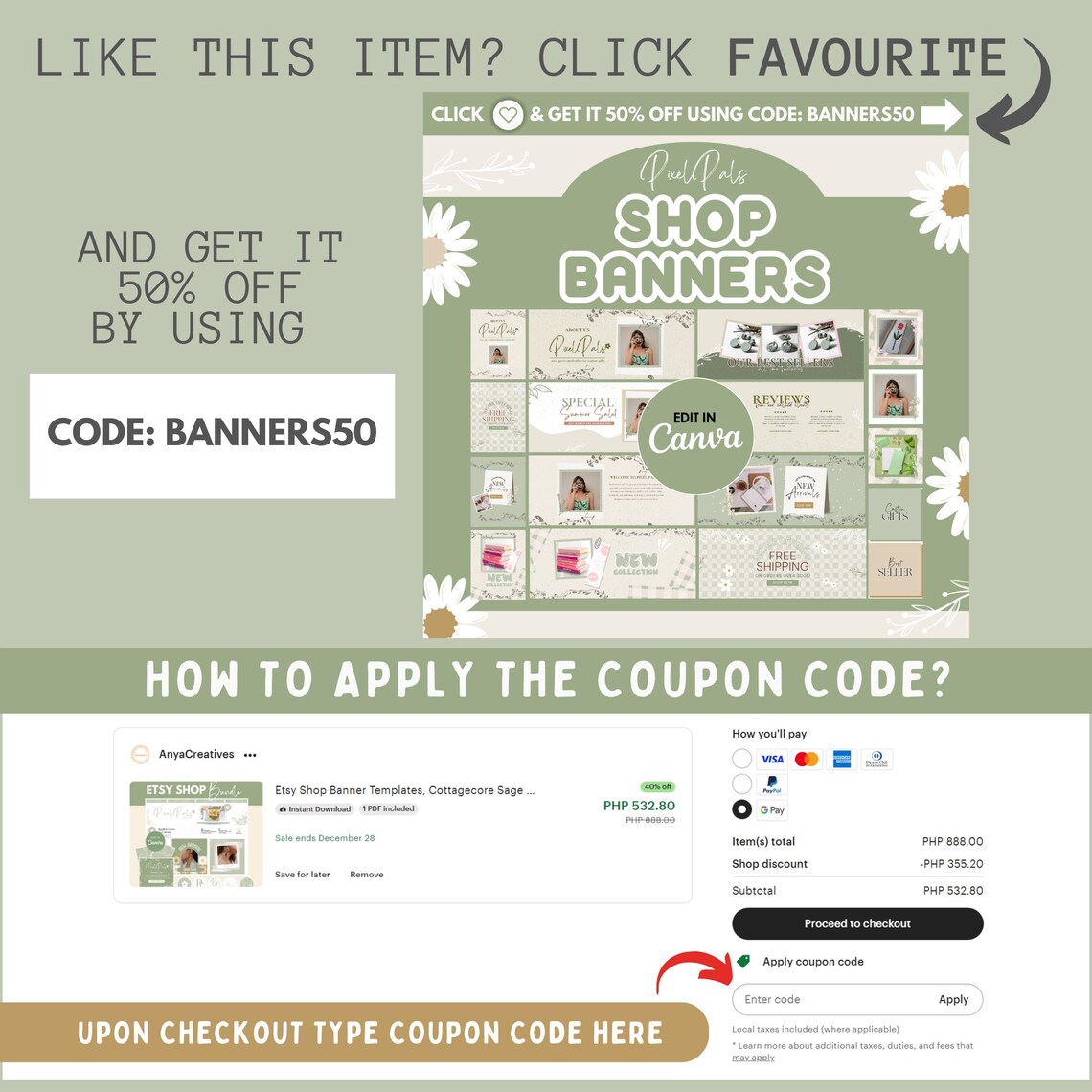 Aesthetic Shopify Store Banners Designs - Cottagecore Shop Banners ...