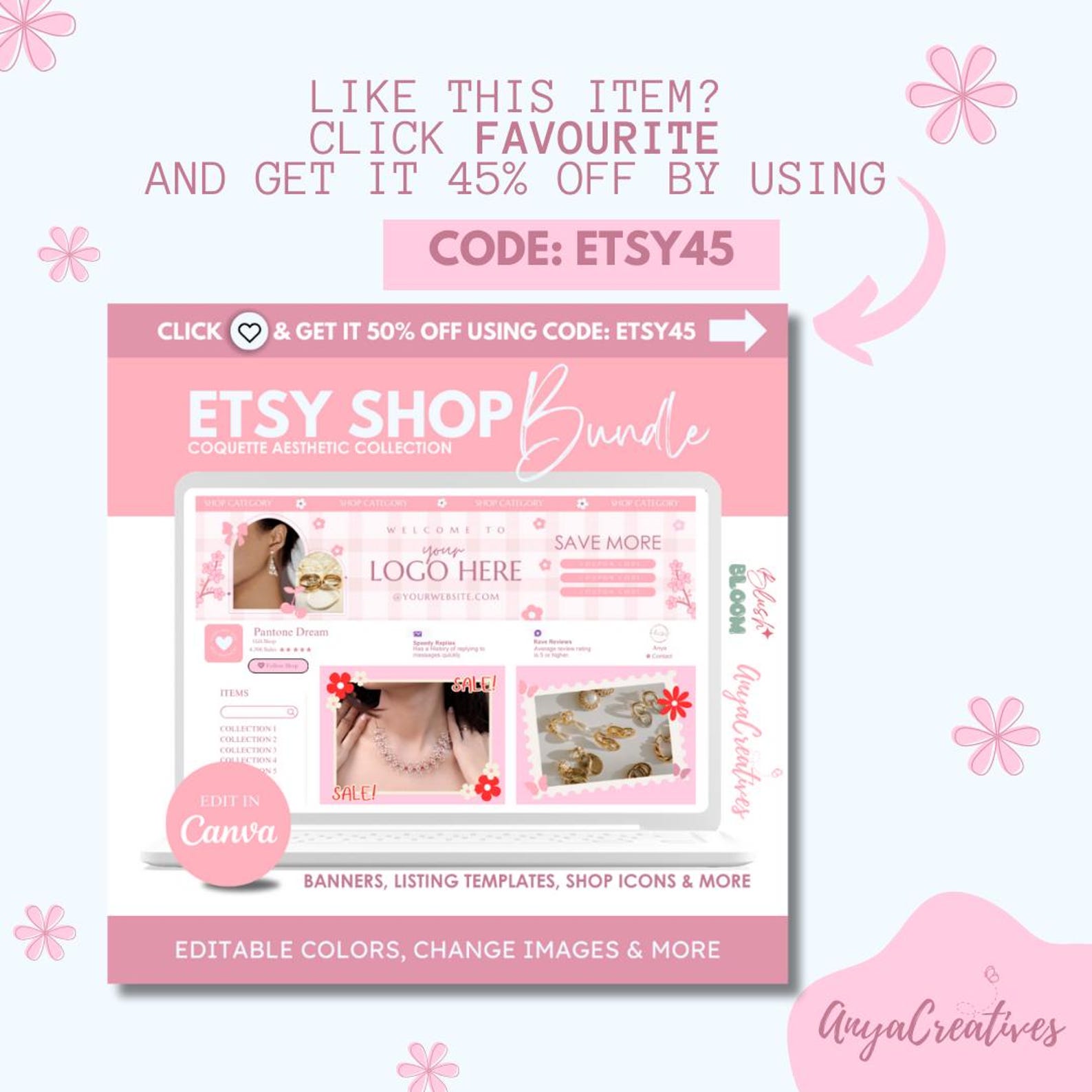 Coquette Aesthetic Etsy Shop Banner Templates-pretty Bows Cherries ...