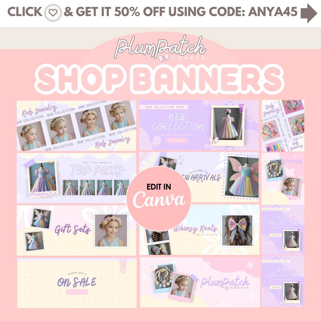 Pastel Website Banners: Baby Boutique Shopify Templates (canva PDF ...