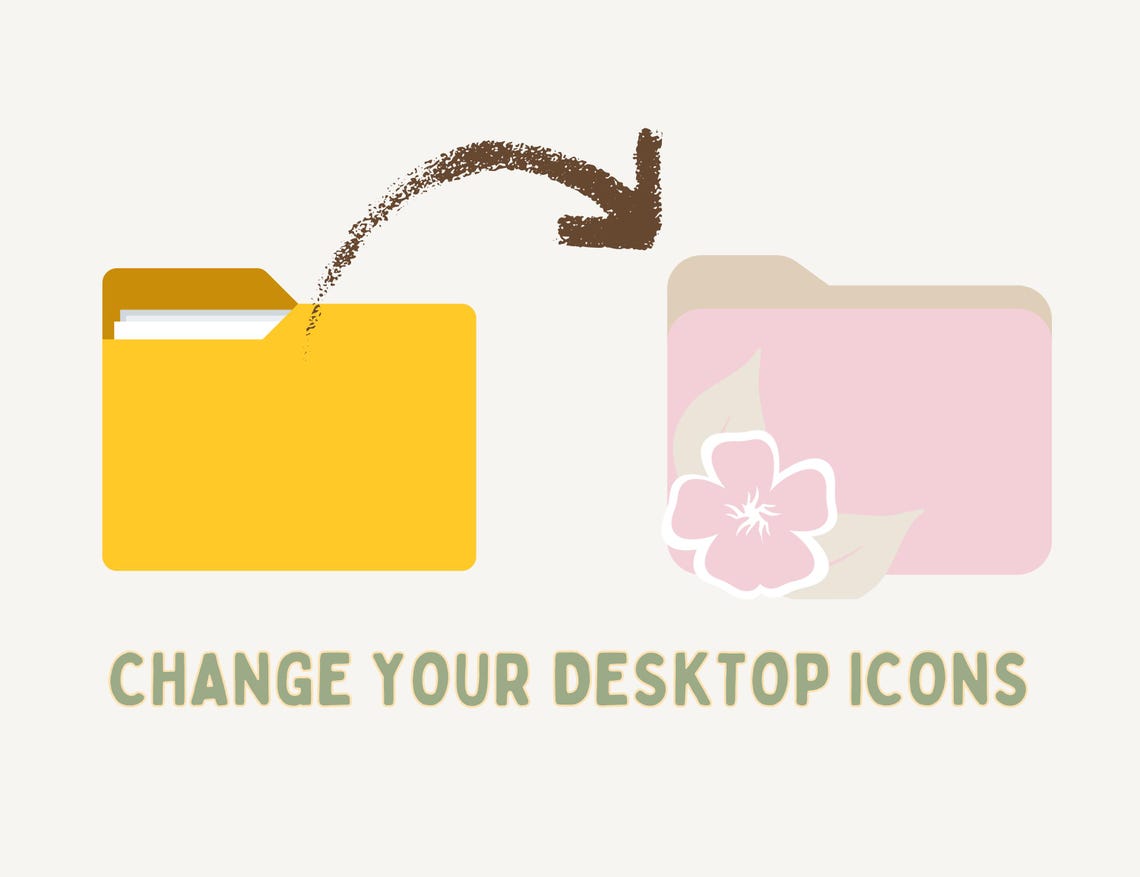 Desktop Folder Icons - Aesthetic Sage Green Computer Desktop Icons - PC ...
