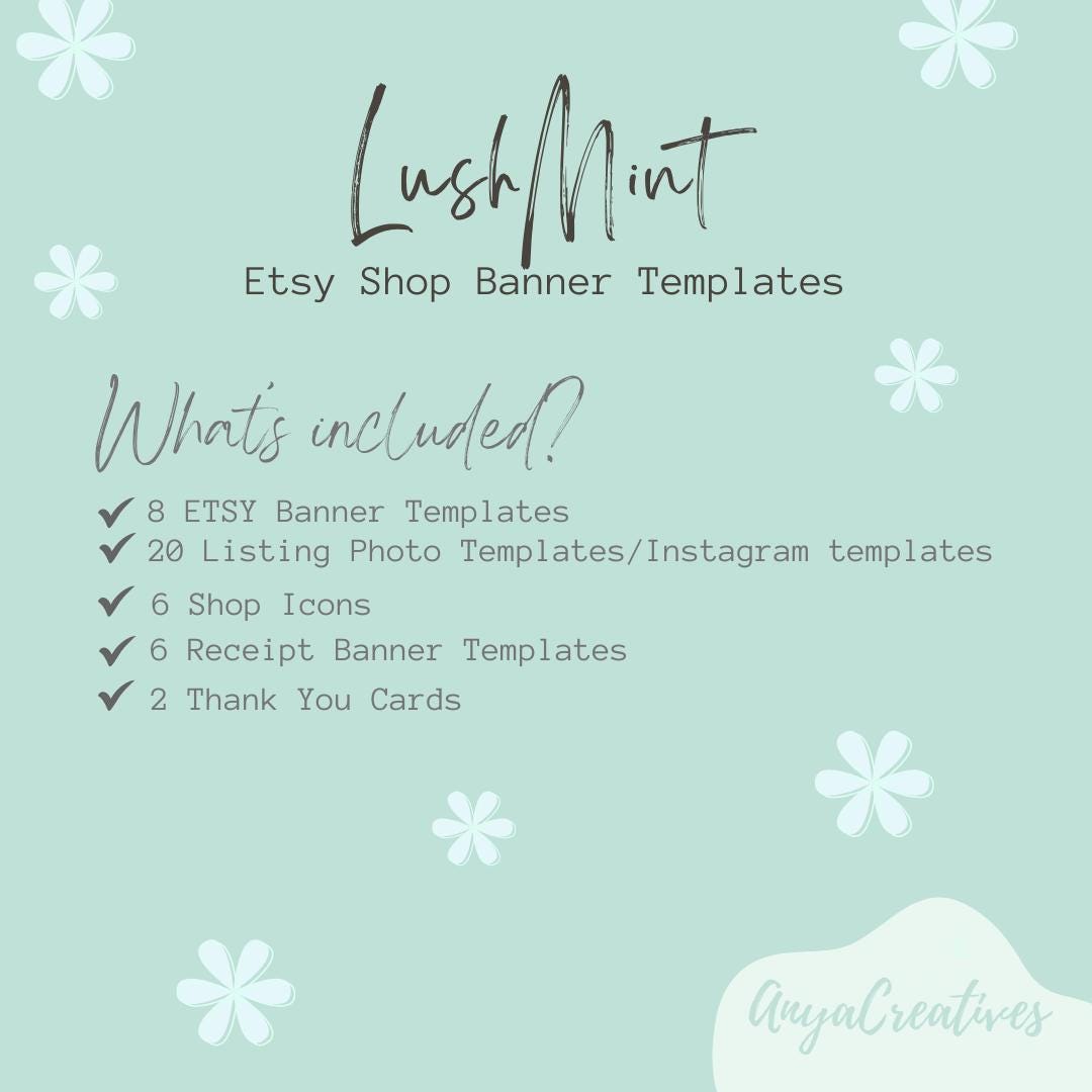 Etsy Shop Banner Templates, Mint Green Minimalist Etsy Branding Kit ...