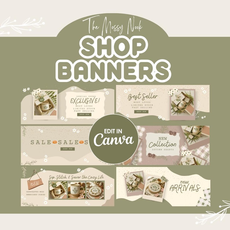 Cottagecore Shopify Store Banner Templates: Canva Editable (PDF ...