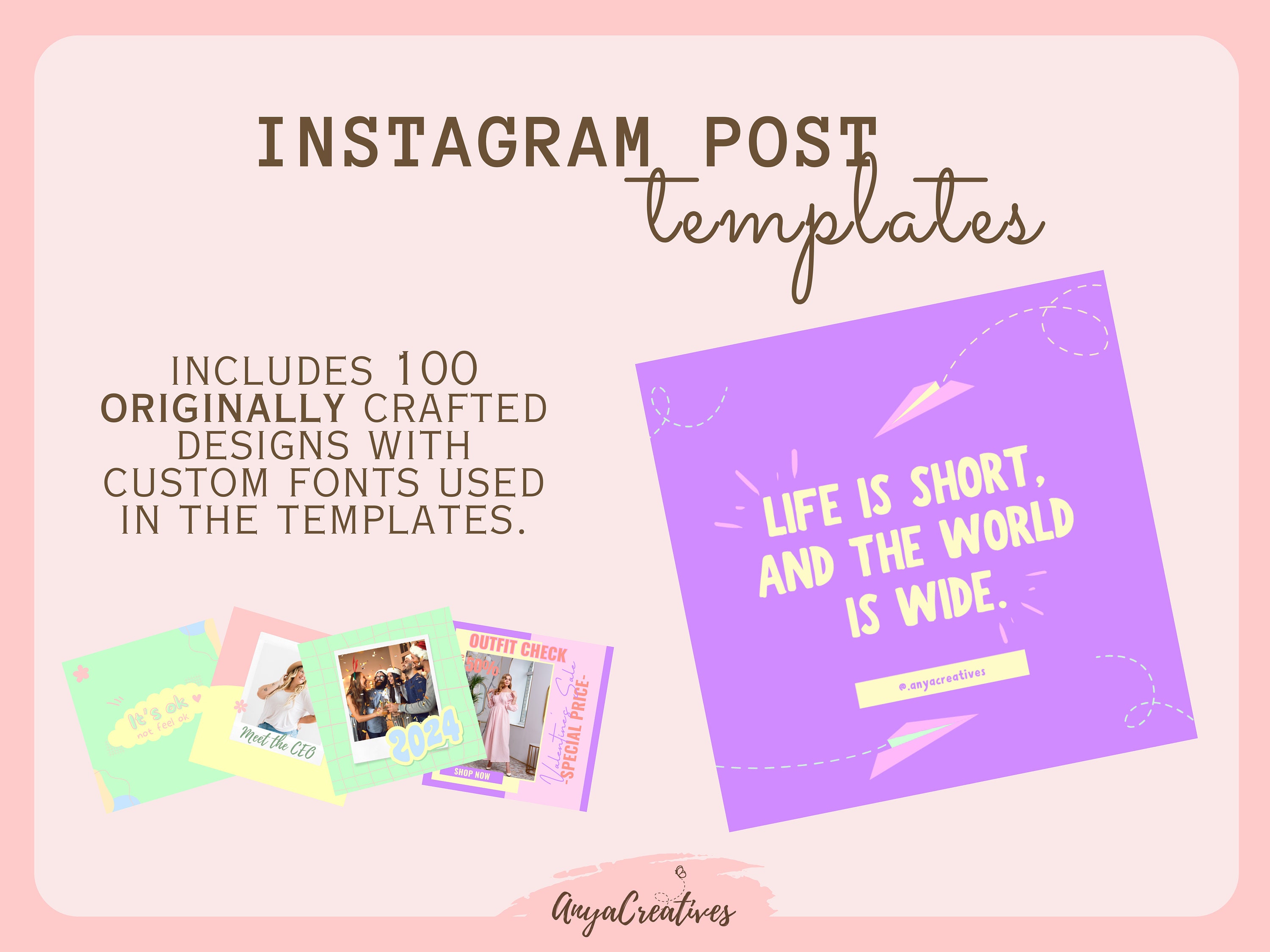 Rainbow Pastel Instagram Post Templates Canva Positive Quotes for ...