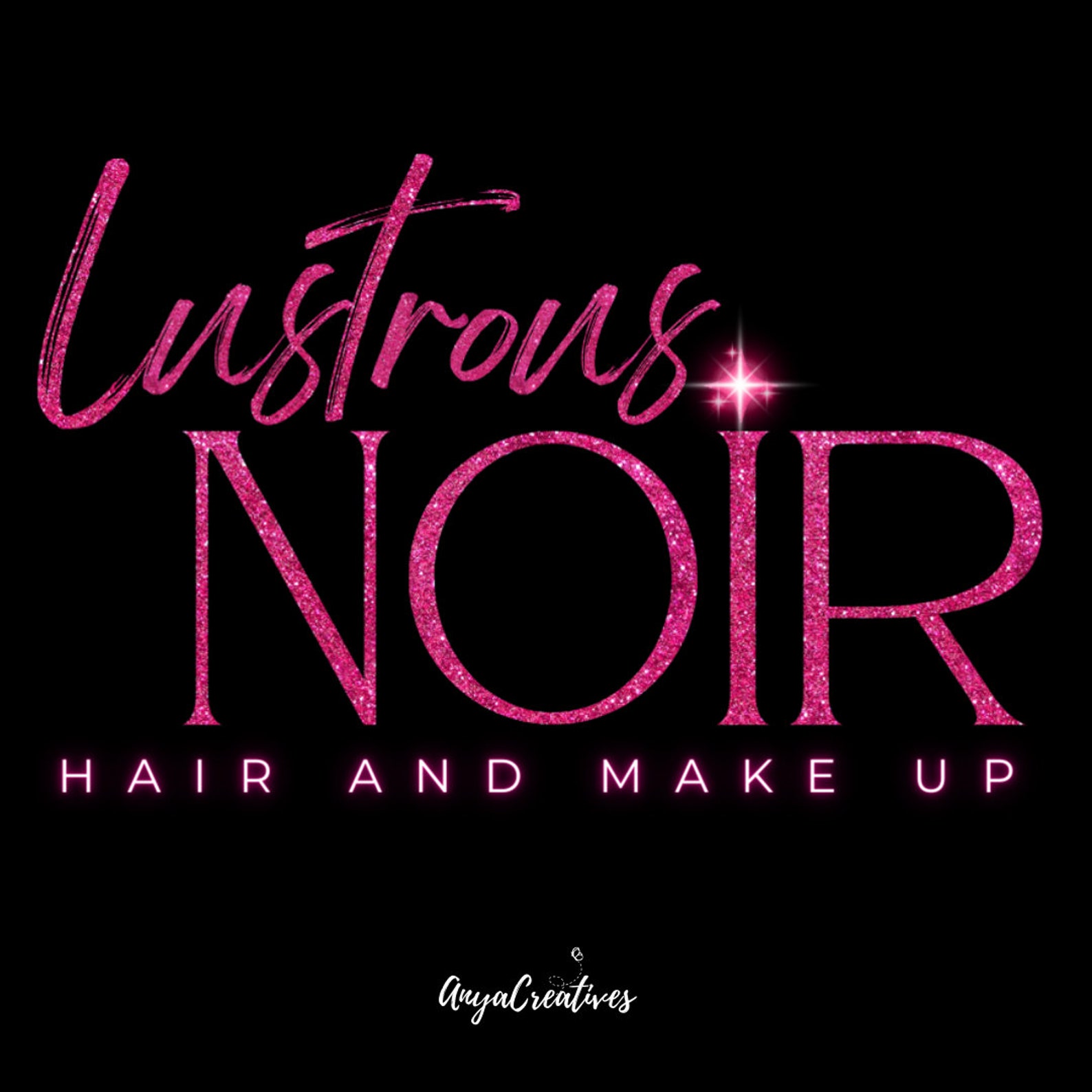 Pink Black Beauty Logo, Glitter Logo, Makeup Logo, Boutique Logo, Hair ...