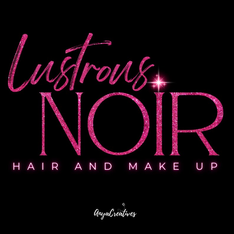 Pink Black Beauty Logo, Glitter Logo, Makeup Logo, Boutique Logo, Hair ...