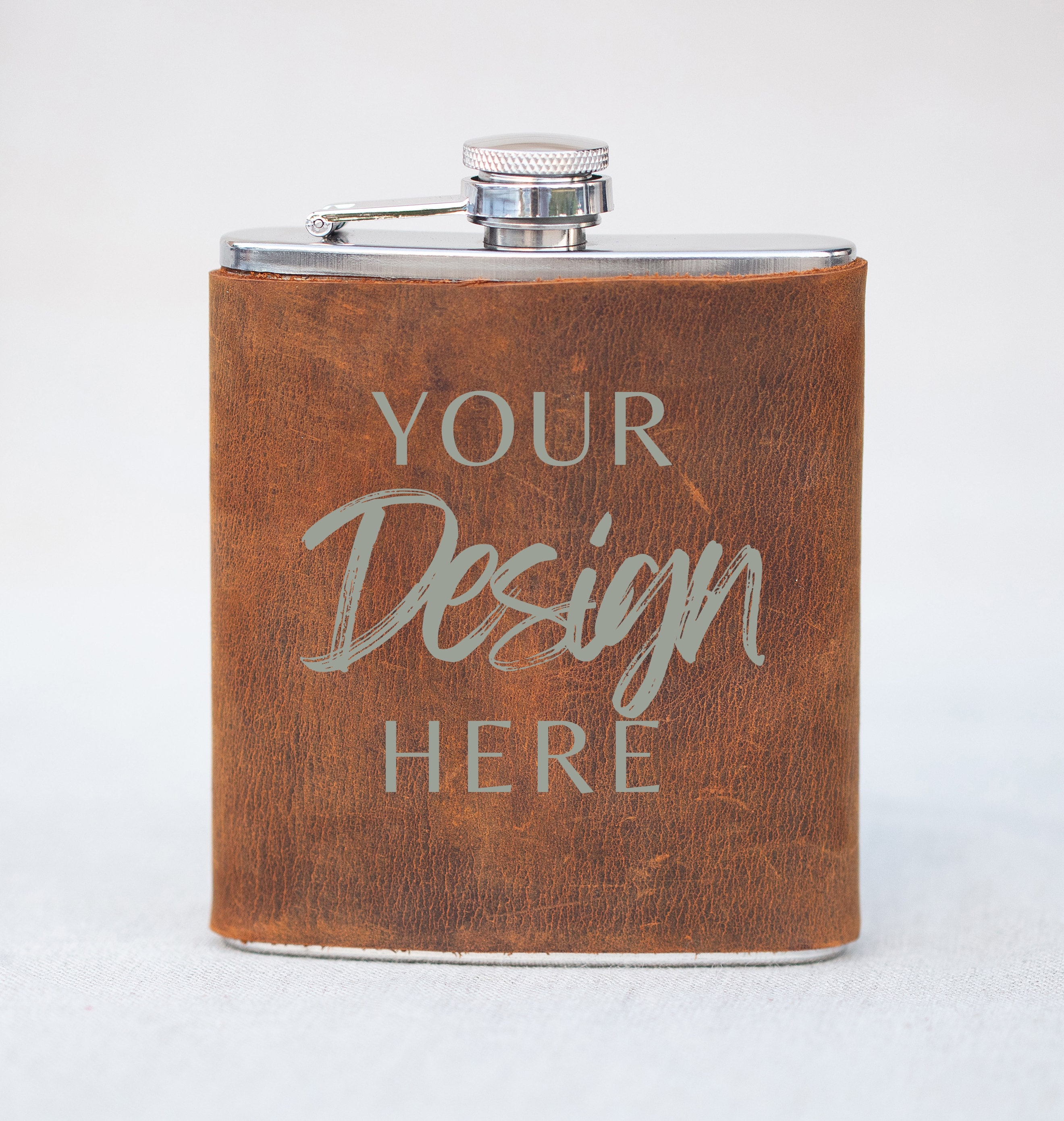 Flask Mockup, 5 Different Digital Images for Flasks - Leather Flask Mock up - Personalized Flask ...