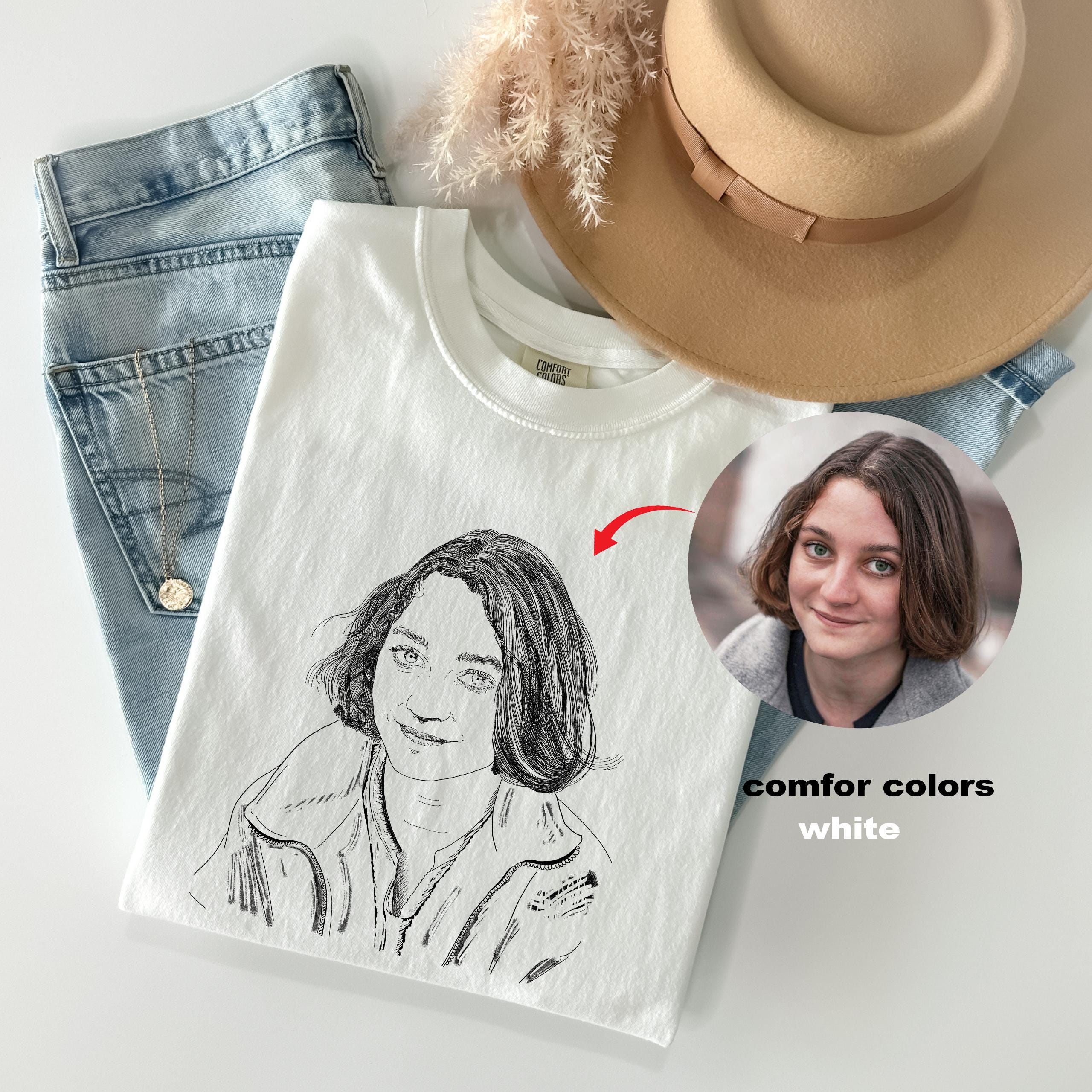 Custom Hand-drawn Portrait T-shirt: Photo Sweatshirt, Customized Photo ...