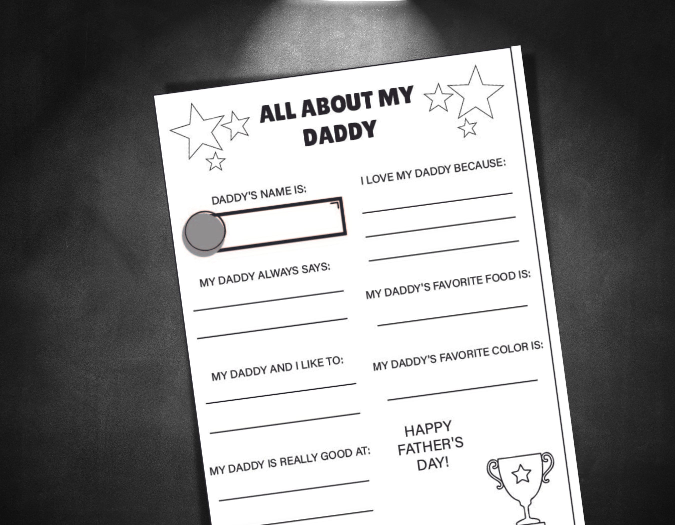 Father's Day Printable All About My Dad Father's Day - Etsy