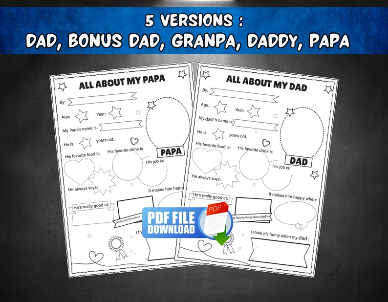 Father's Day Printable All About My Dad Father's Day - Etsy